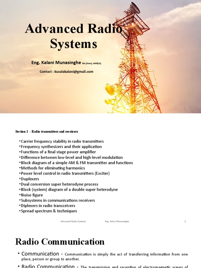 Lecture 1 Pdf Radio Transmitter