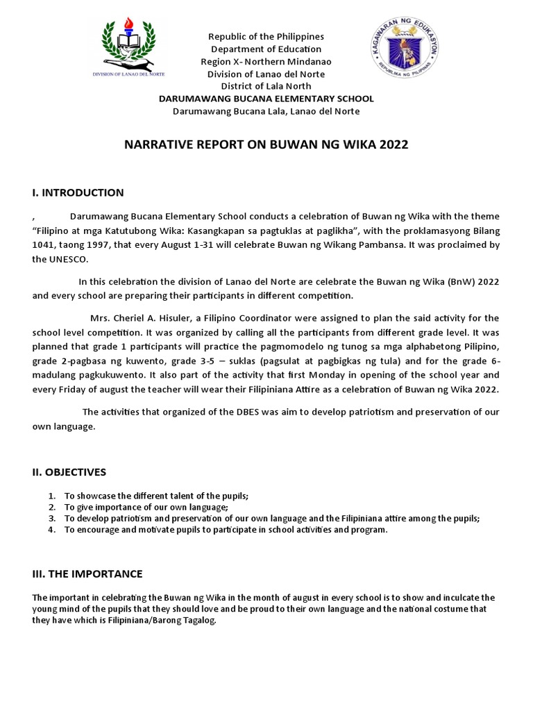 Narrative Report On Buwan NG Wika | PDF | Languages Of Asia | Southeast Asia