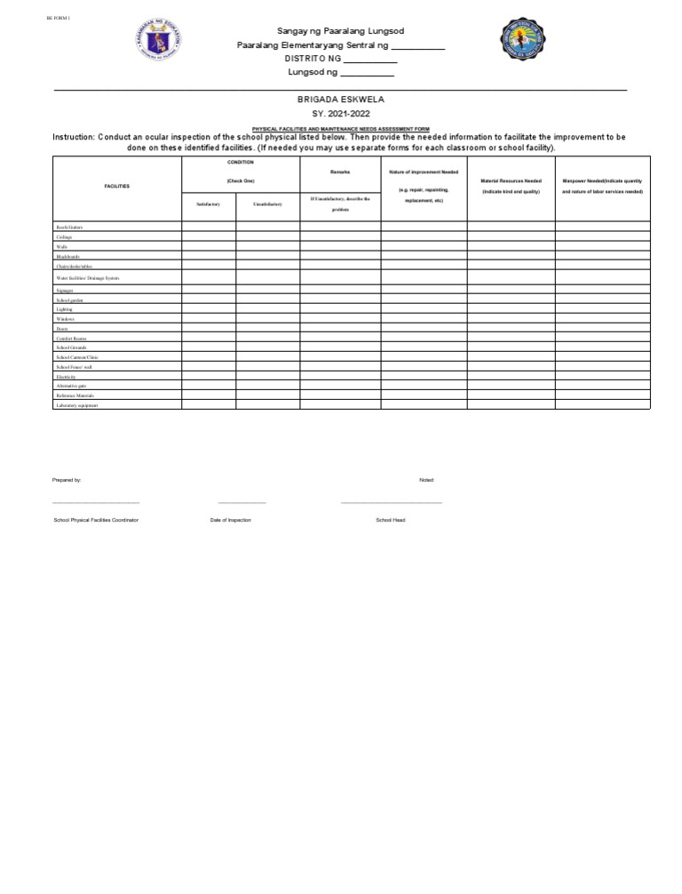 Brigada Eskwela Form 1 | PDF