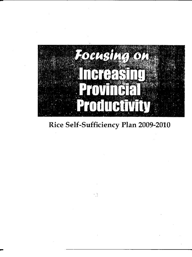 Rice Self - Sufficiency Plan 2009 - 2010 | PDF | Rice | Irrigation
