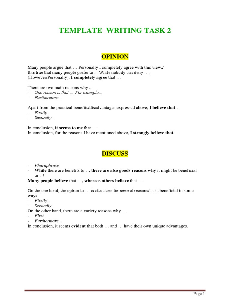 Template Các D NG Bài Writing Task 2 | Download Free PDF | Reason | Cognitive Science