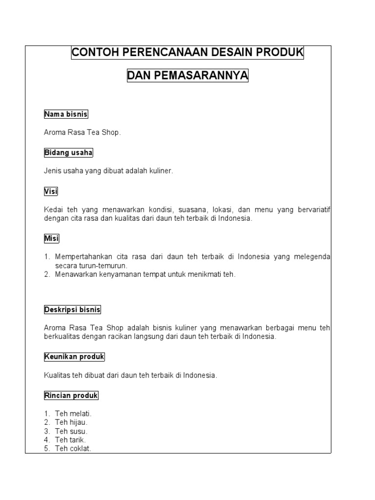 Contoh Perencanaan Desain Produk. Ok | PDF