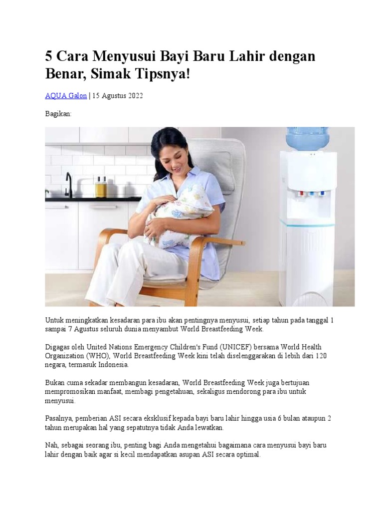 5 Cara Menyusui Bayi Baru Lahir Dengan Benar | PDF