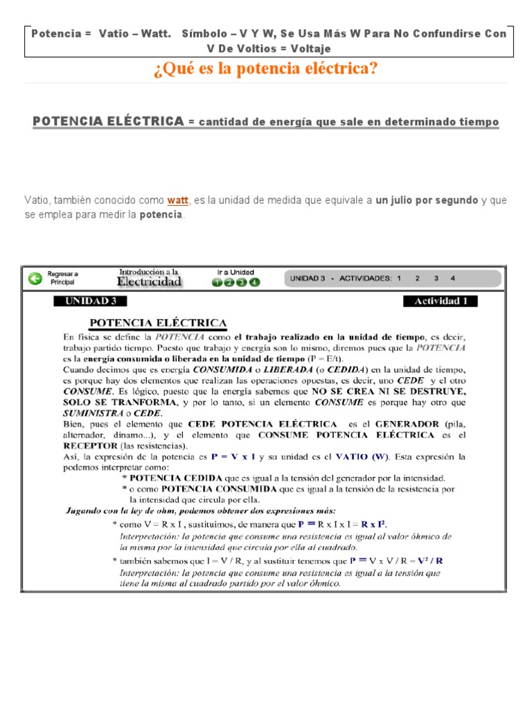 Potencia | PDF | Energia electrica | Vatio