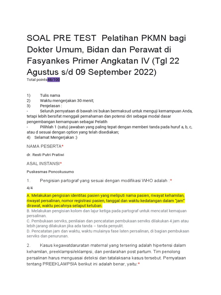 Soal Pre Test | PDF