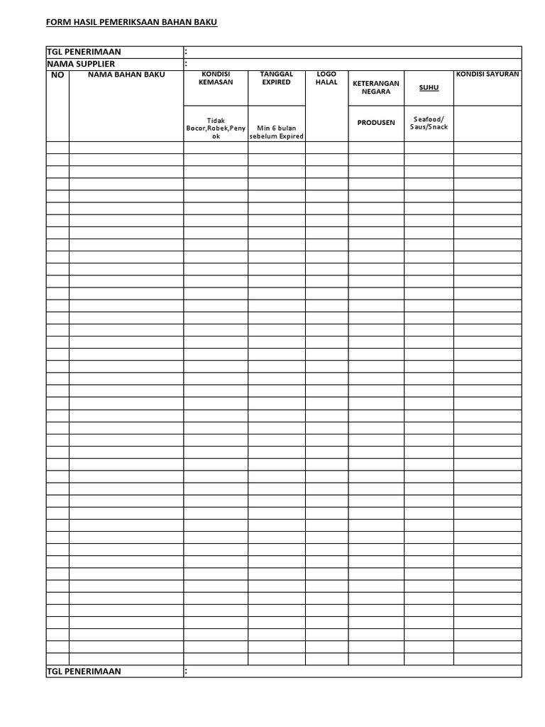 Pemeriksaan Bahan Baku | PDF