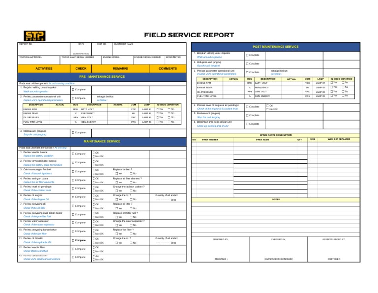 Field Service Report | PDF | Mechanical Engineering | Electricity