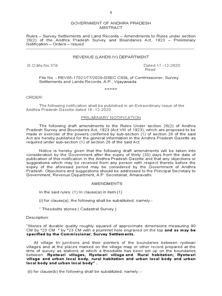 G.O.Ms - No.378 Dated:17 - 12-2020 Read: Specified by The Commissioner ...