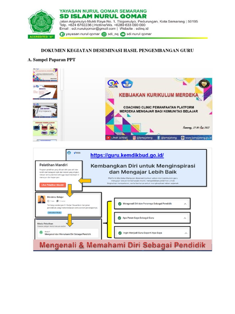 Dokumen Kegiatan Desiminasi Hasil Pengembangan Guru | PDF
