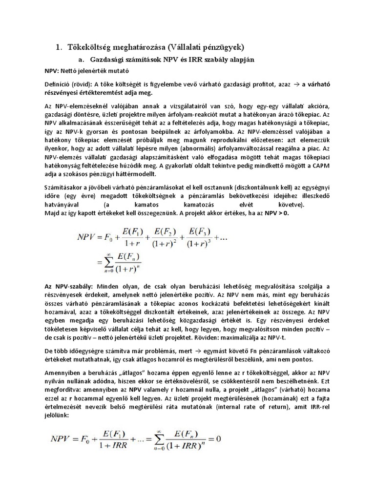 Classnote Finance2 | PDF