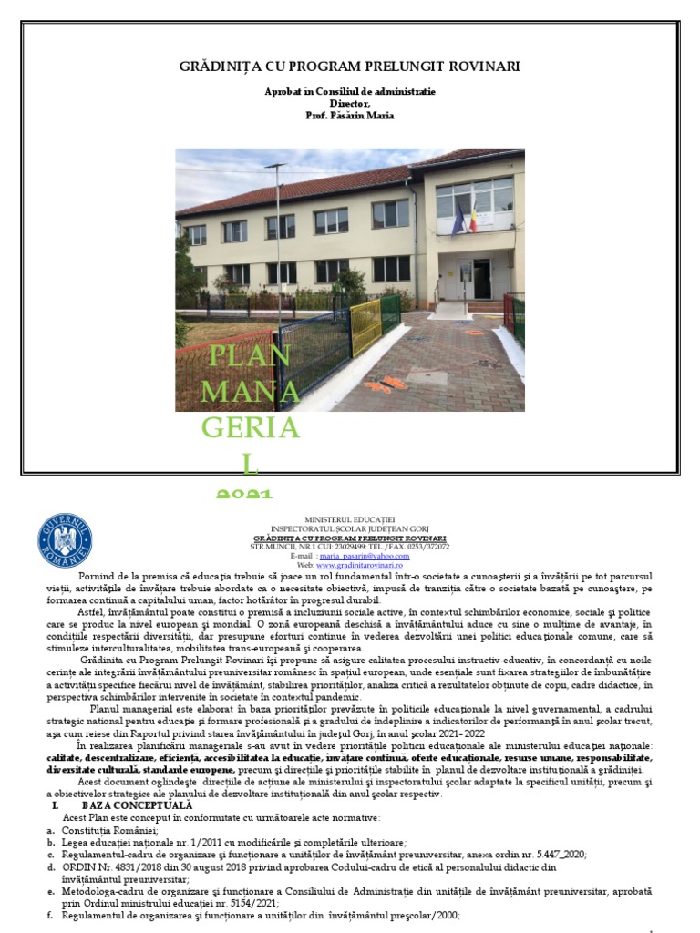 Plan Managerial 2021-2022 | PDF