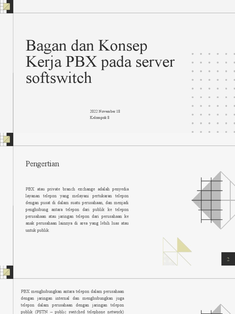 Bagan Dan Konsep Kerja PBX Pada Server Softswitch: Kelompok 8 2022 November 18 | PDF