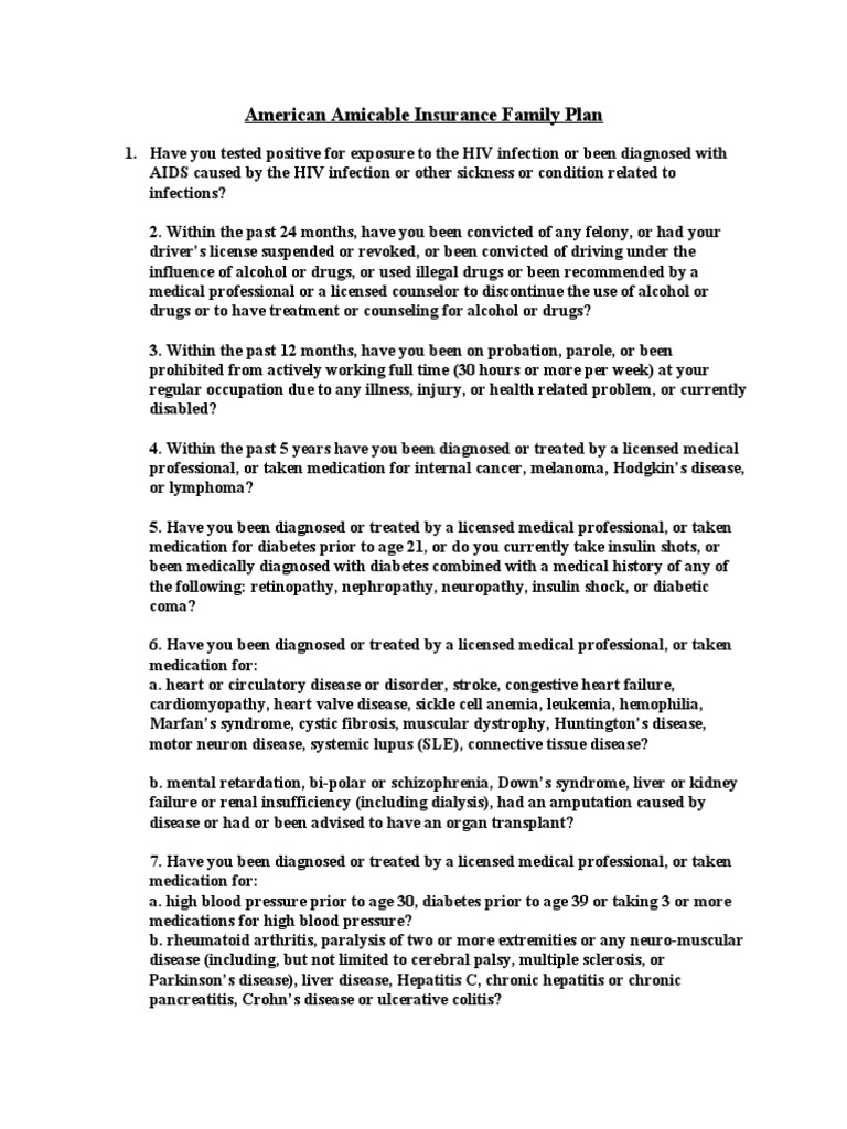 American Amicable Insurance Eligibility Guide | PDF | Chronic Condition ...