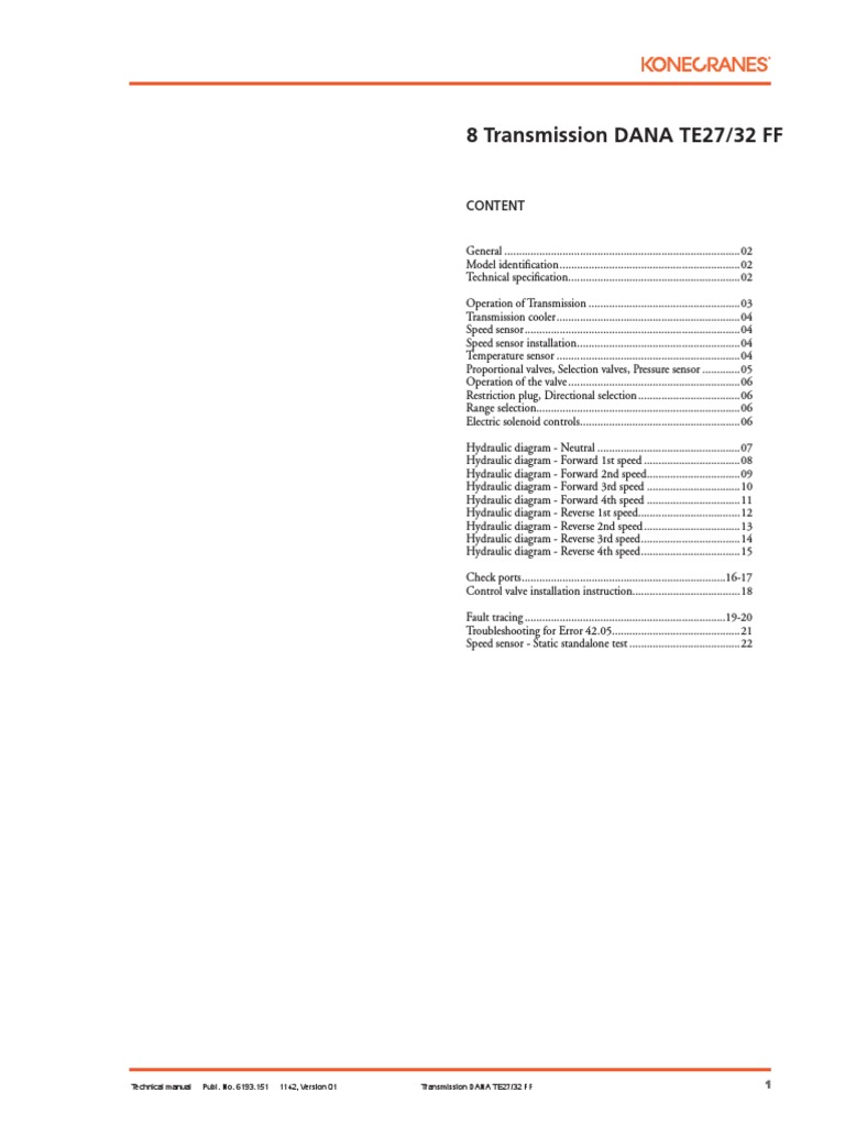 8 Transmission DANA TE27/32 FF: Content | PDF | Clutch | Manual ...