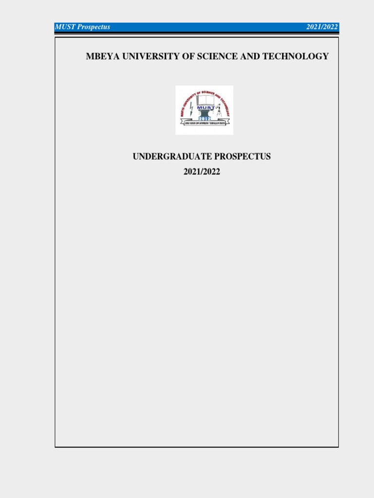 Mbeya University of Science and Technology: Undergraduate Prospectus 2021/2022 | PDF