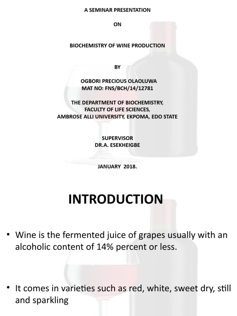 Biochemistry of Wine Production | PDF | Wellness | Science & Mathematics