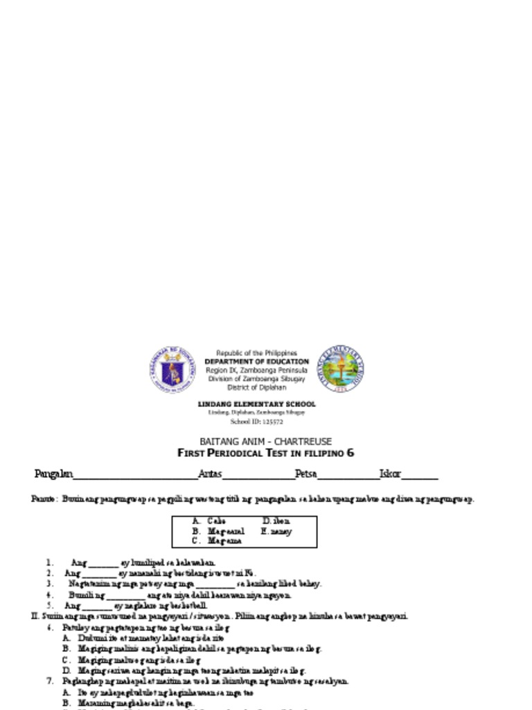 PT Filipino 6 q1 | PDF