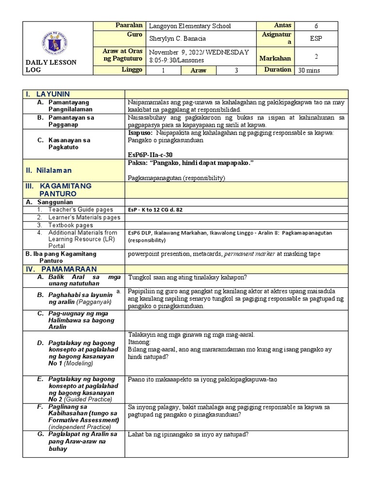 G6 - DLL - Week 1 - Day 3 | PDF
