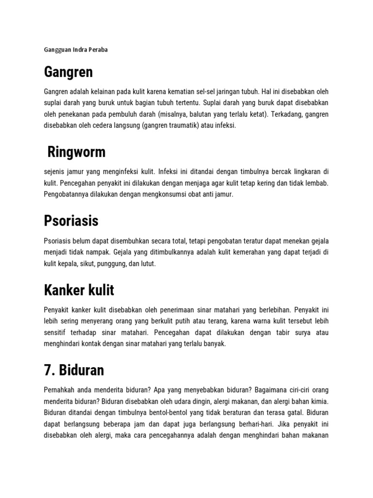 Gangguan Indra Peraba 1 | PDF | Griya & Taman