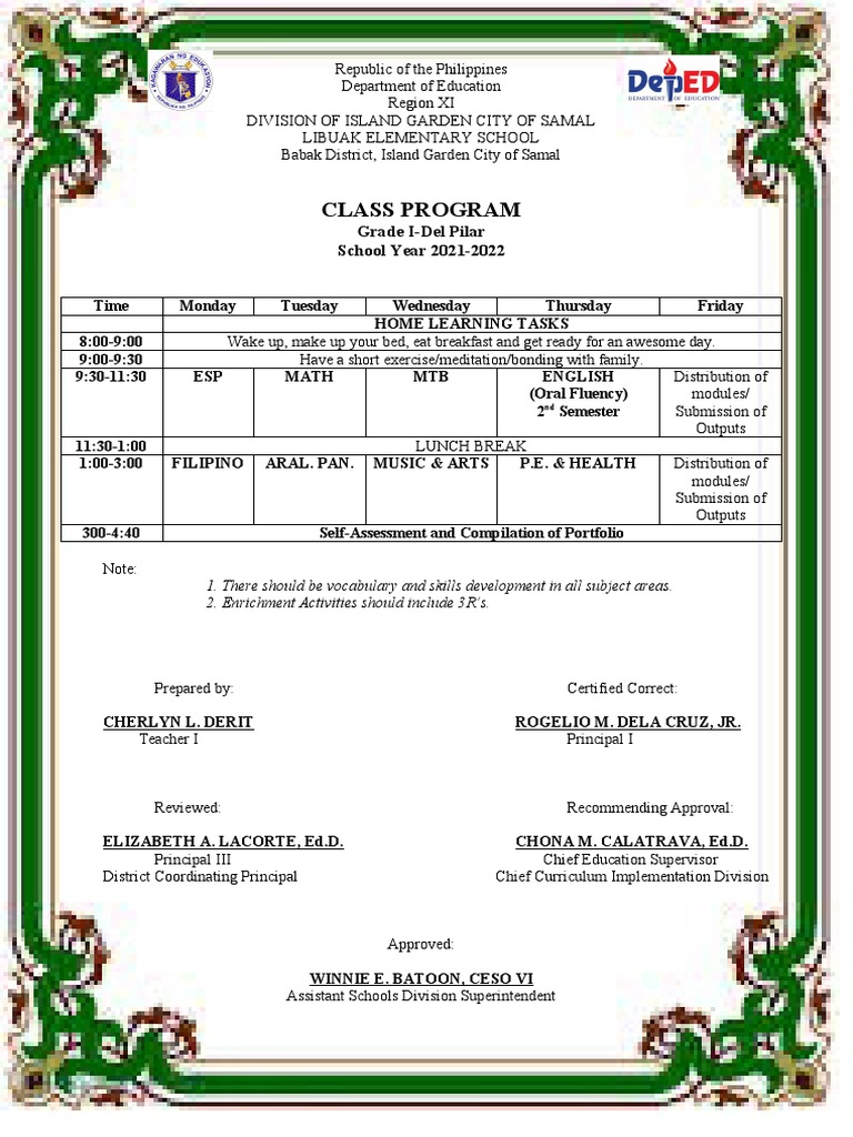 Class Program 2021-2022 | PDF