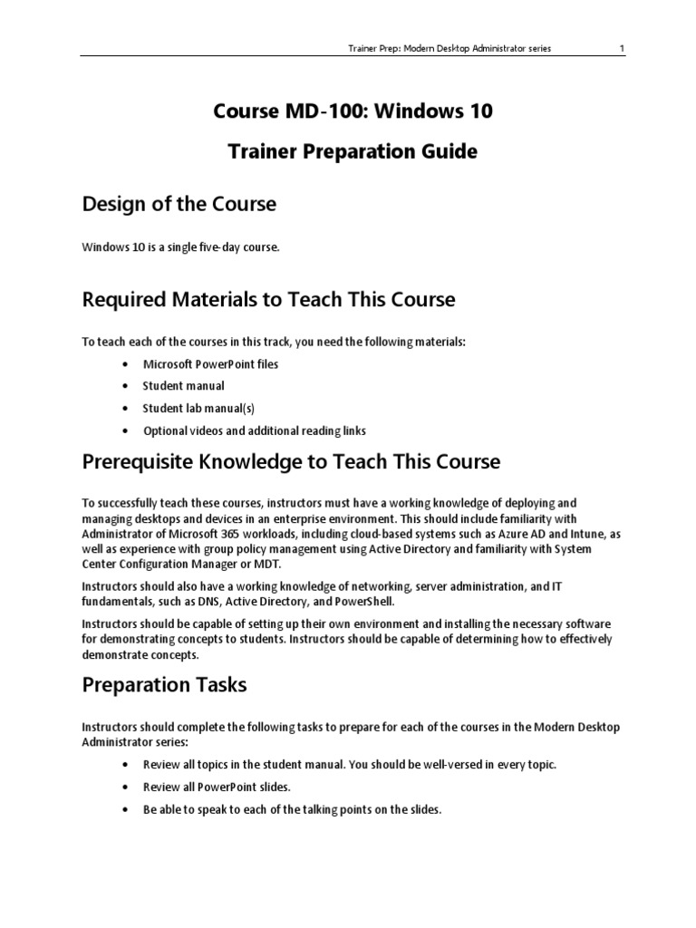 MD 100T00A ENU TrainerPrepGuide | PDF