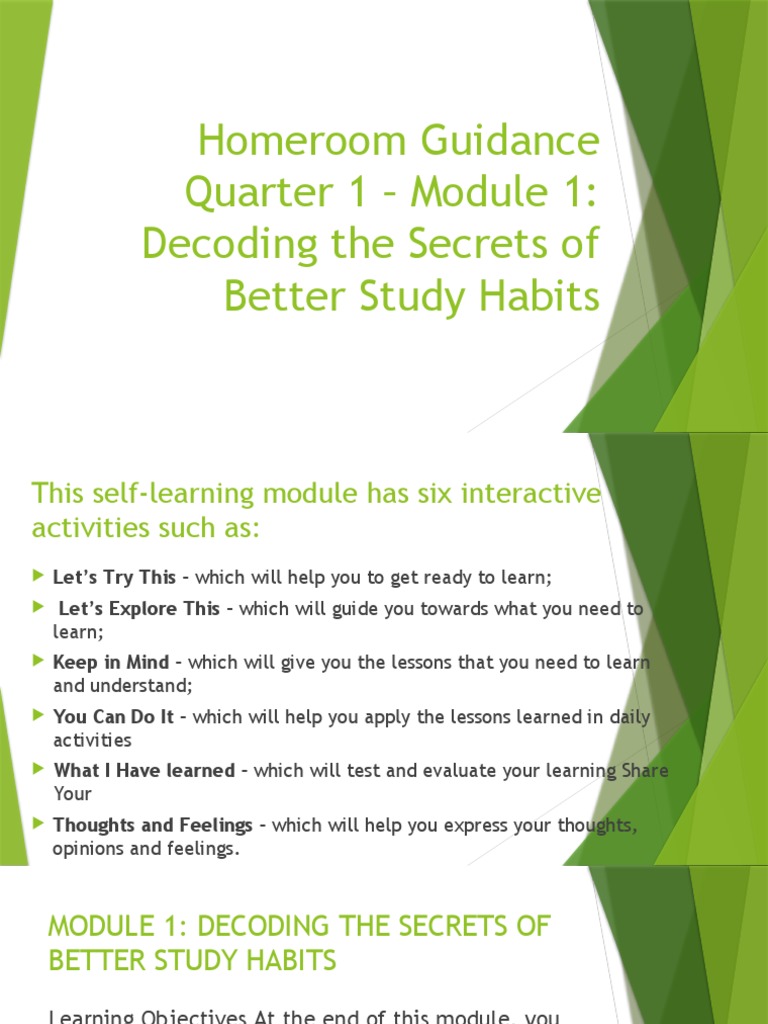 Homeroom Guidance Quarter 1 - Module 1: Decoding The Secrets of Better ...