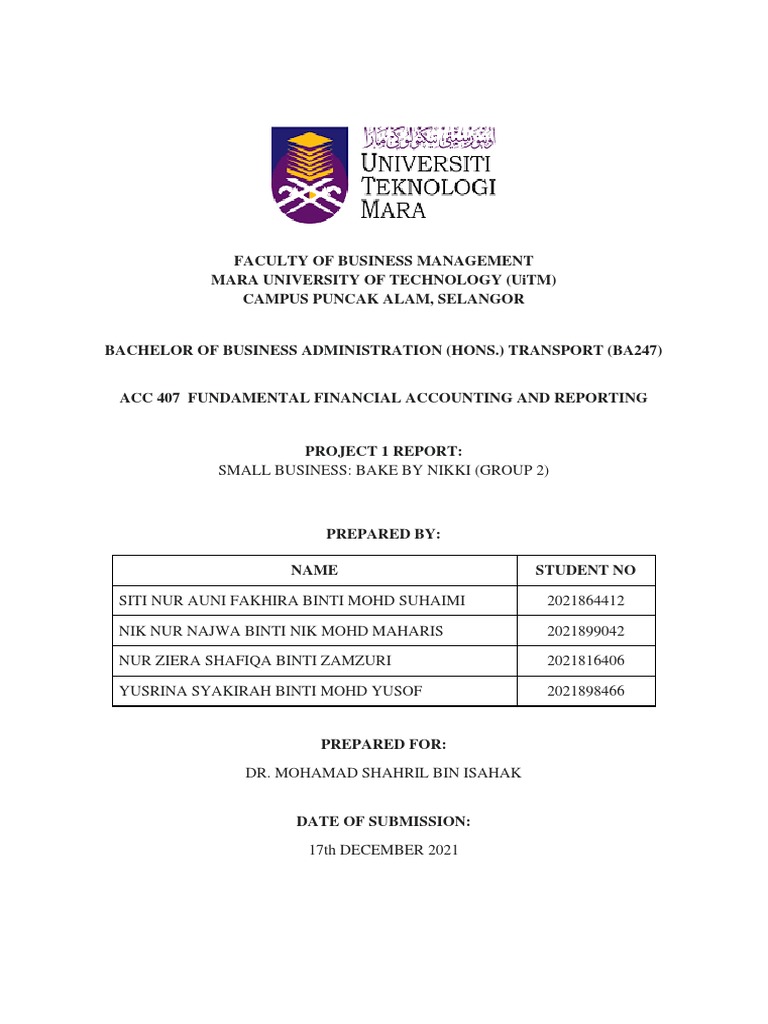 Acc407 Project 1 Report | PDF