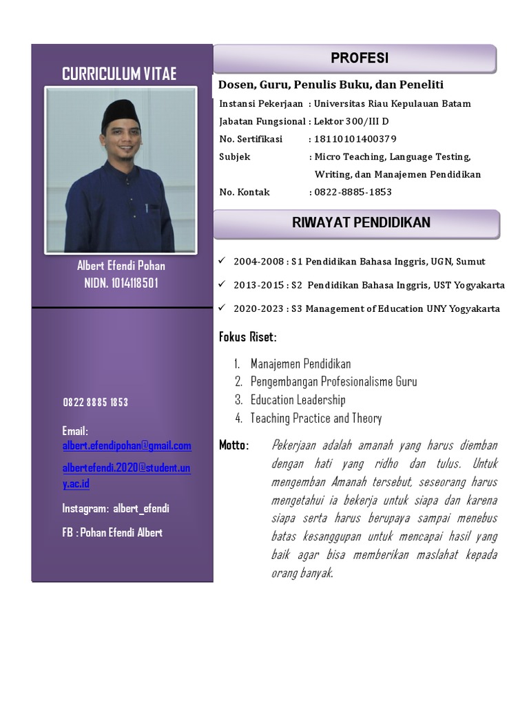 Curriculum Vitae Pak Albert | PDF