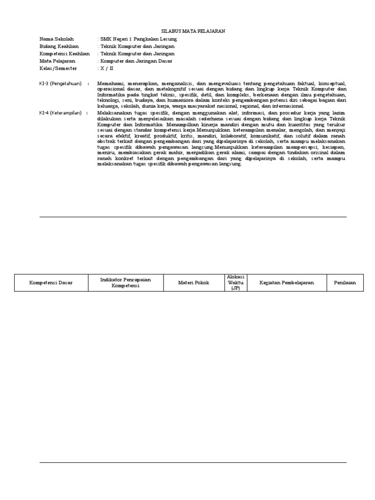 Silabus KJD Semester II | PDF