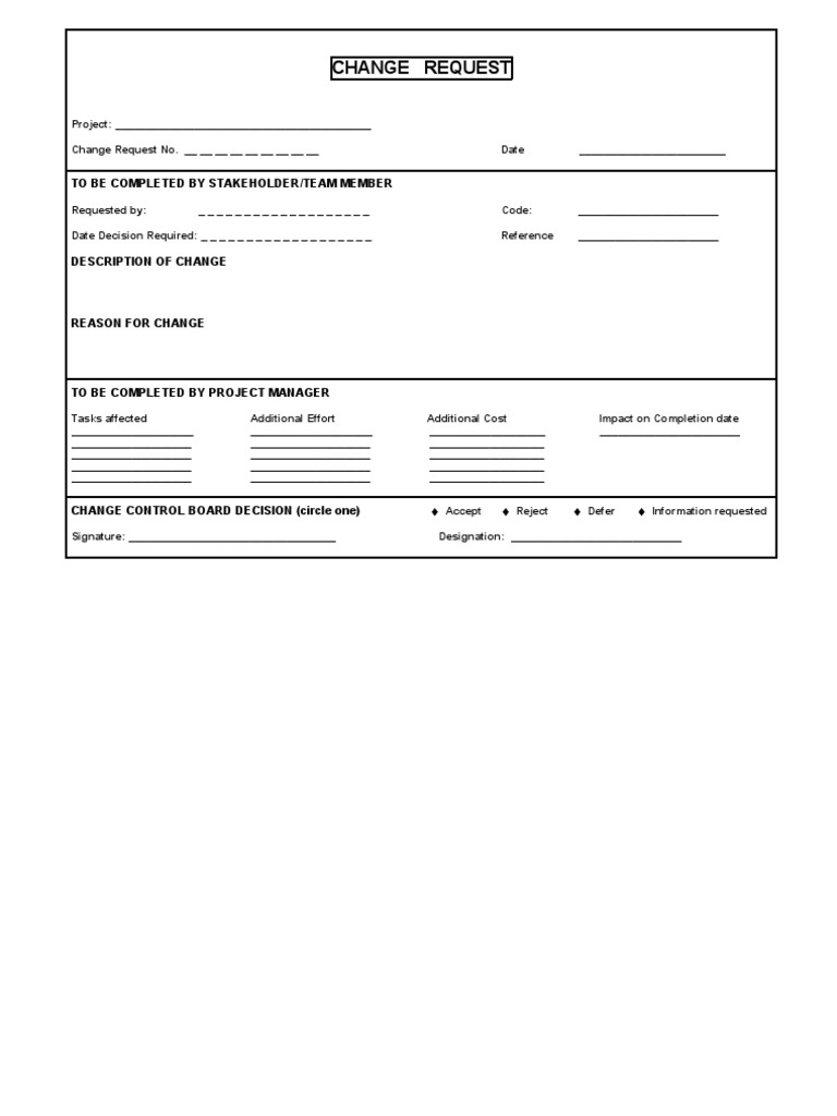 Change Request Form | PDF