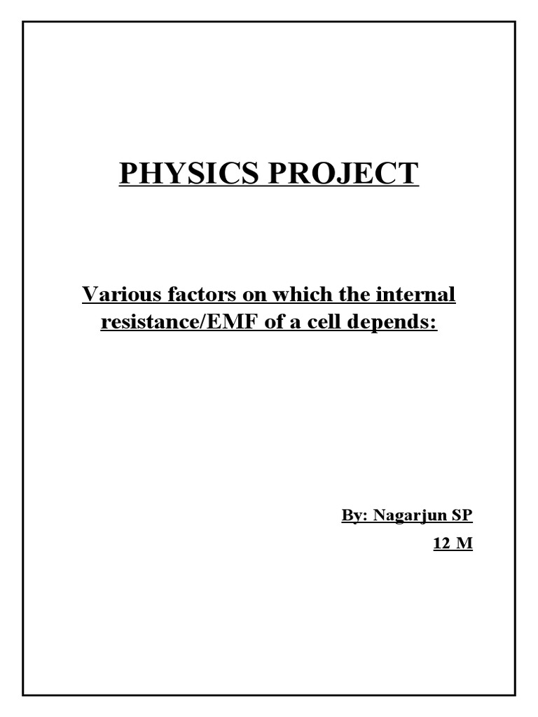 Physics Project 1 | PDF | Electrical Resistance And Conductance | Physical Quantities