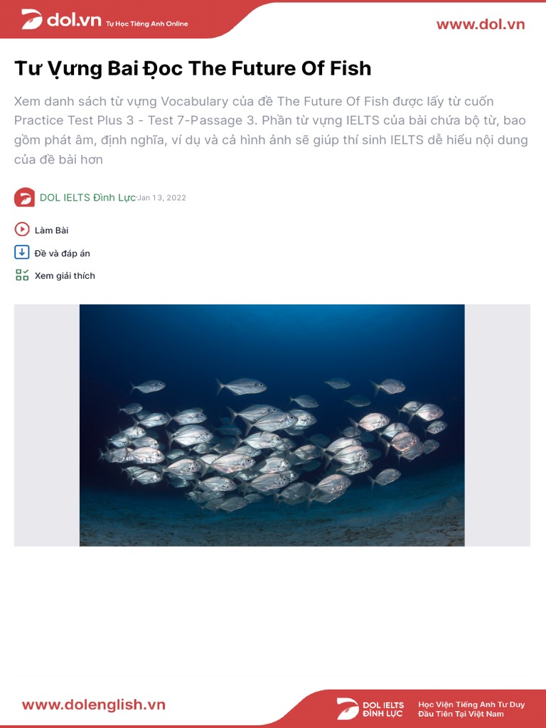 IELTS Vocabulary: The Future of Fish | PDF | Language Arts & Discipline ...