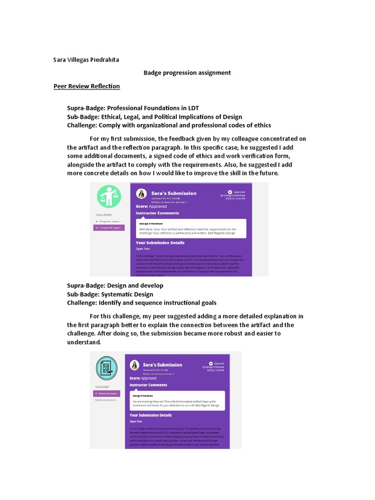 Sara Villegas - Mid Progression - Badge Progression Assignment | PDF