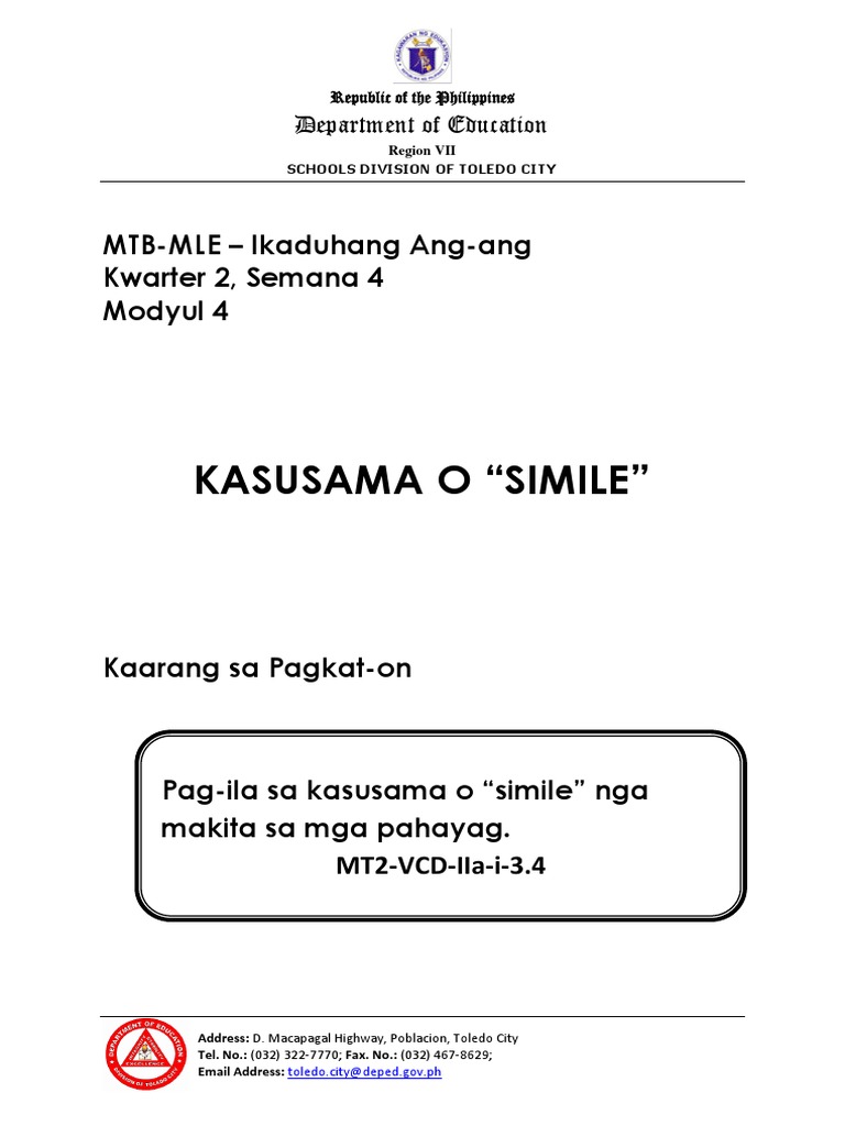 Mtb2 q2 Mod.4 Kasusama o Simile v2 | PDF