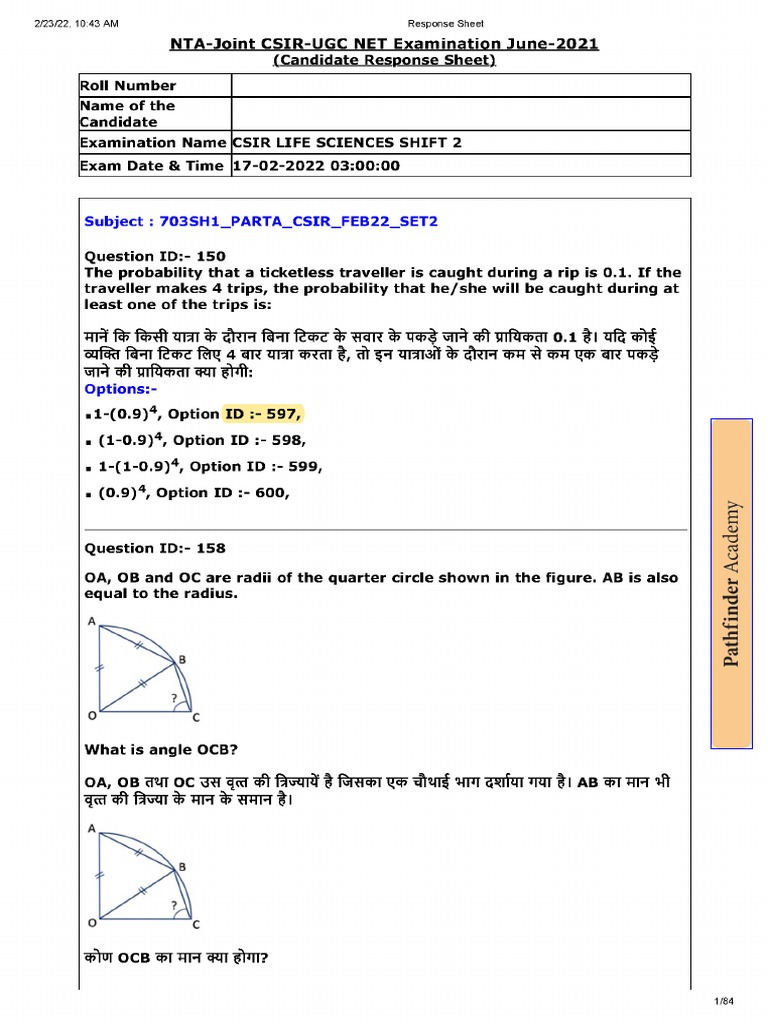 Life Sciences Question Papers 2021 Shift 2 | PDF | Science | Biotechnology
