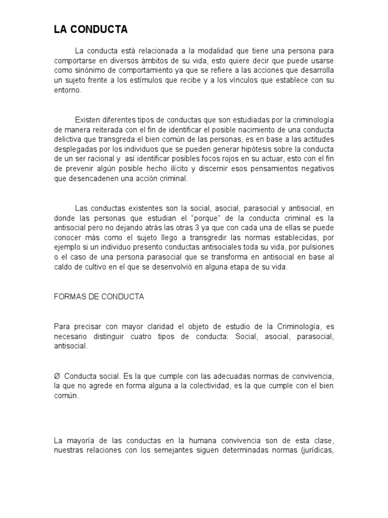 La Conducta | PDF | Comportamiento | Criminología