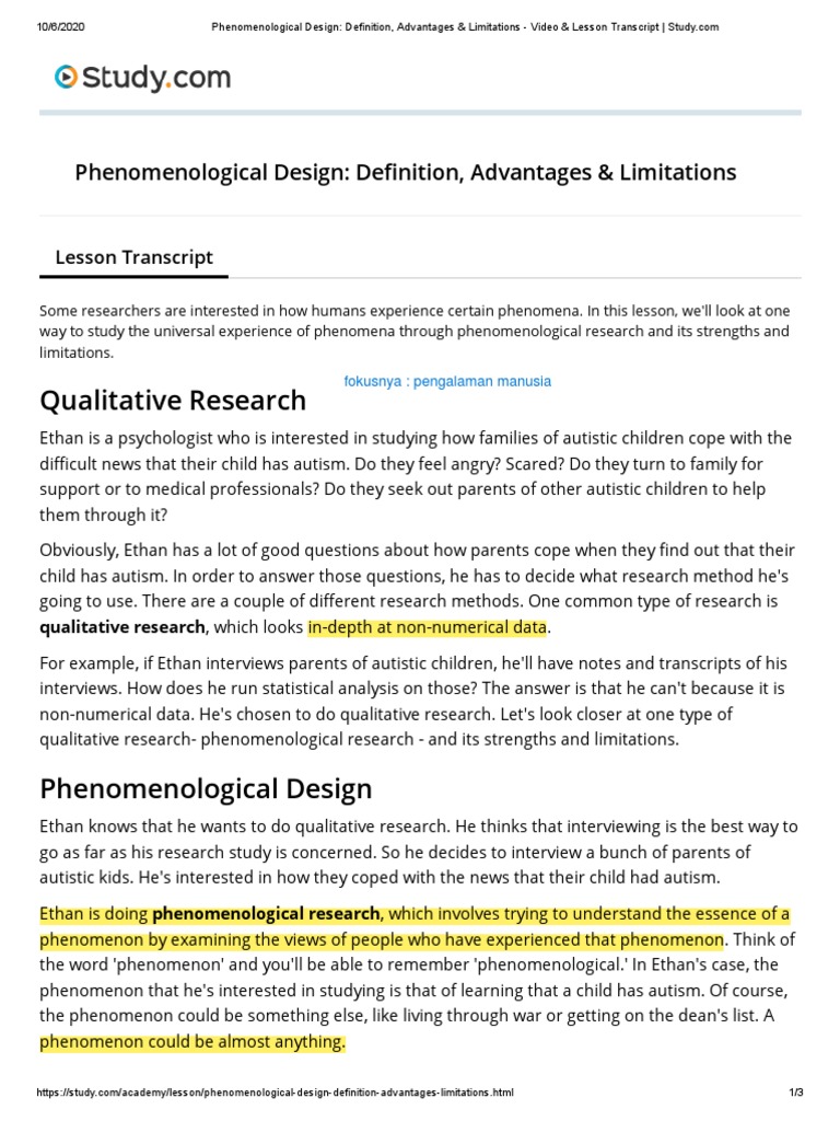 Advantages of Phenomenological Research | PDF | Qualitative Research ...