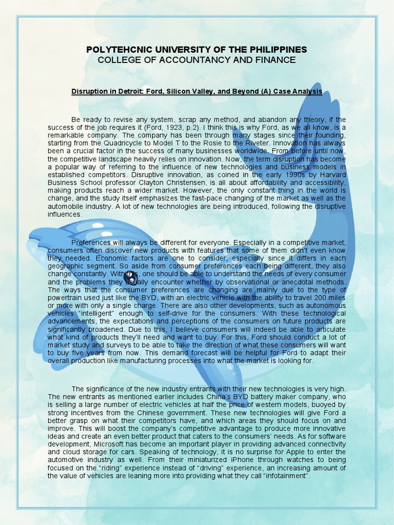 (PUP) Disruption in Detroit Ford, Silicon Valley, and Beyond (A) Case ...