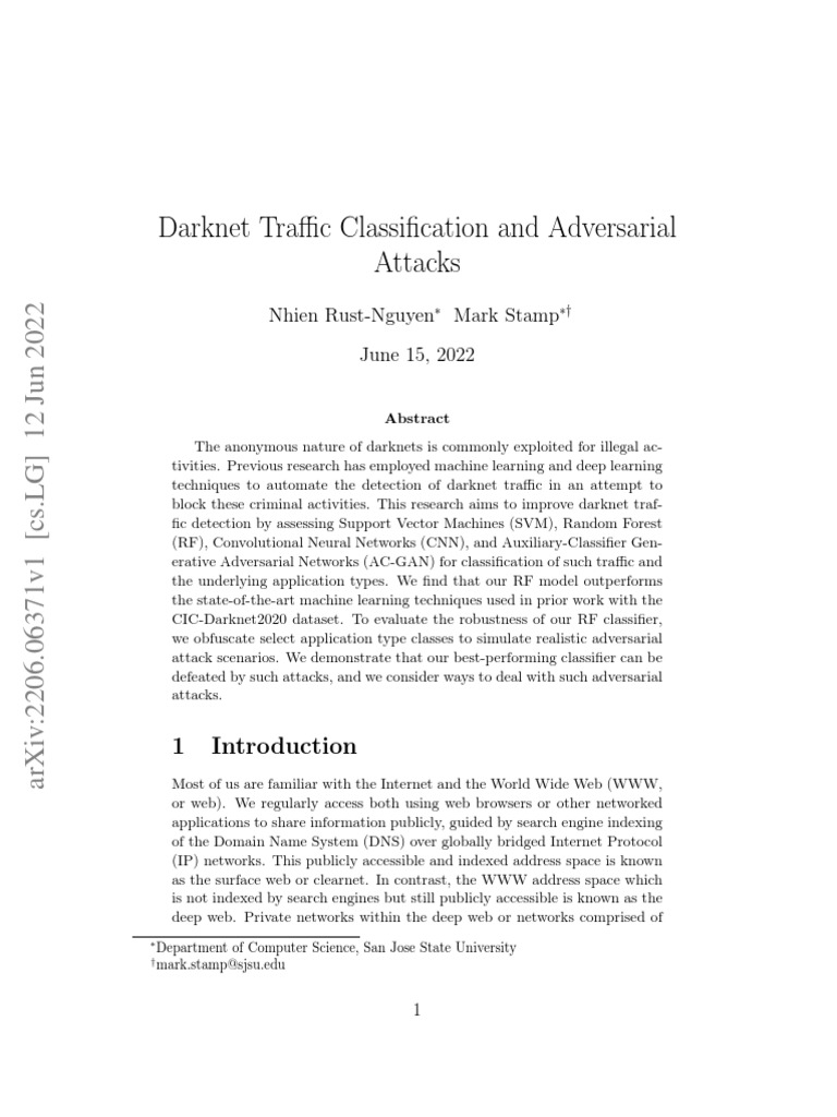 Darknet Traffic Classification And Adversarial Att Pdf