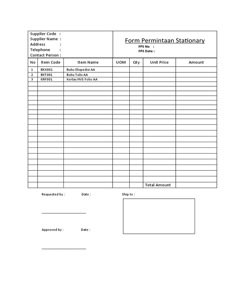 Form Permintaan Stationary | PDF