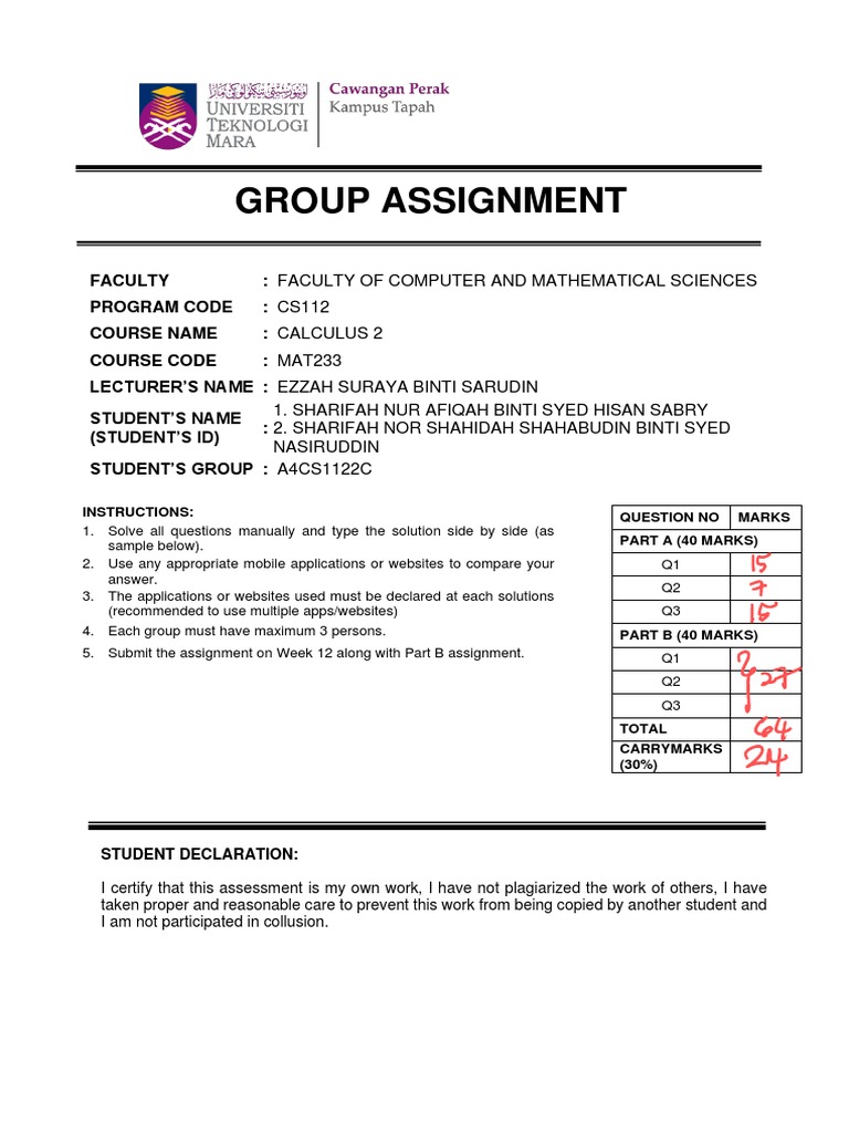 Assignment Mat233 Group 8 | Download Free PDF | Function (Mathematics) | Mathematical Relations