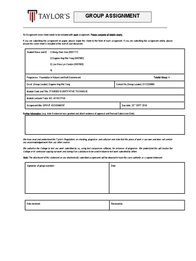 Group Assign Cover Page | PDF