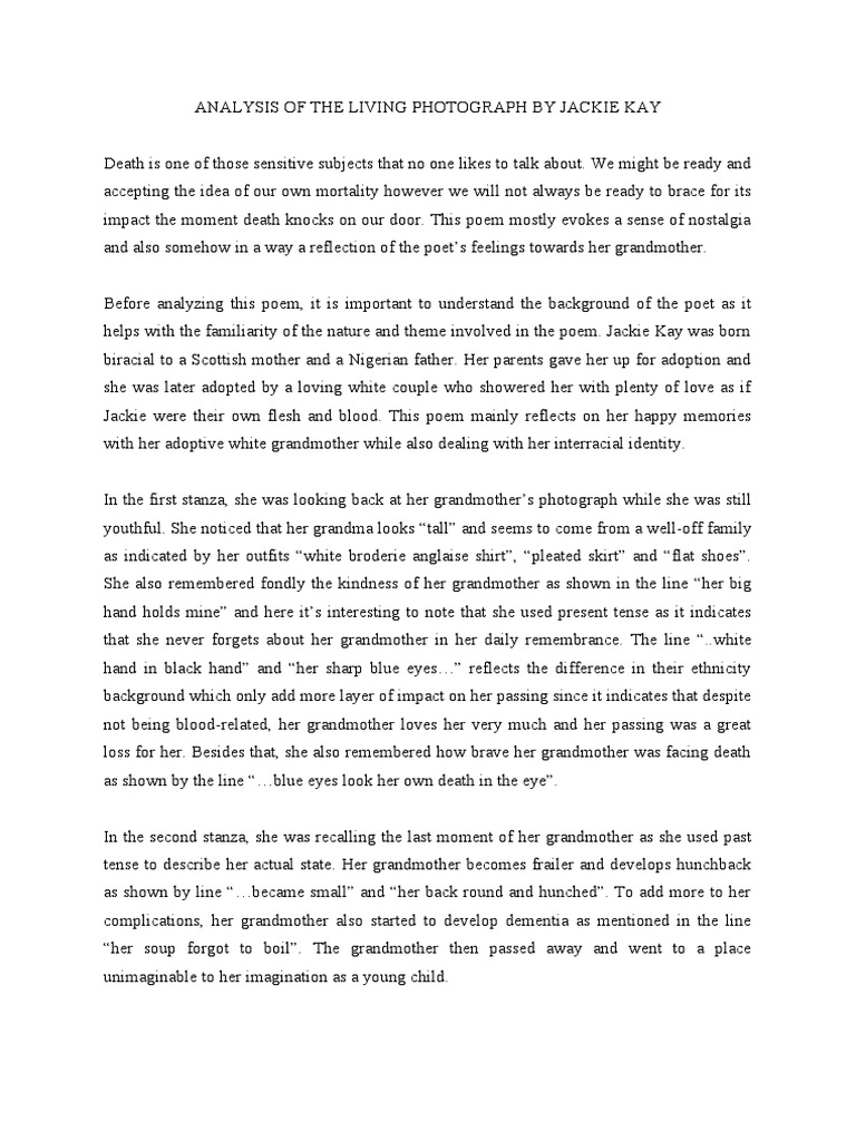 Analyzing "The Living Photograph" Poem | PDF | Poetry