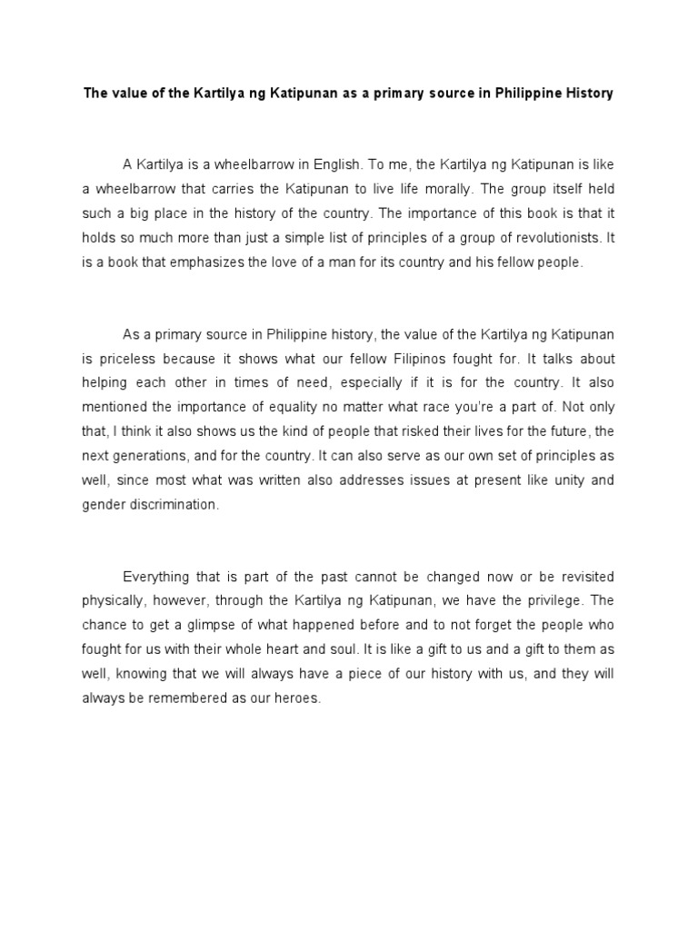 Reflection Paper - Kartilya NG Katipunan | PDF