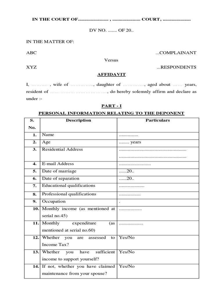 Income Affidavit | PDF