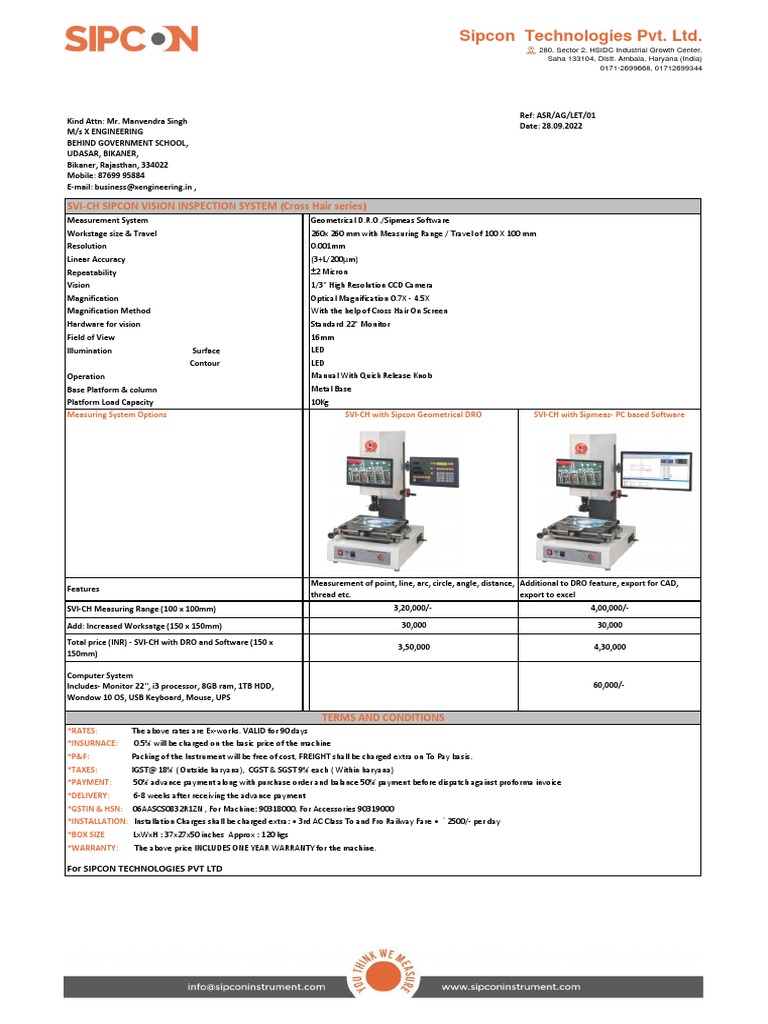 Sipcon Profile Projector Overview | PDF