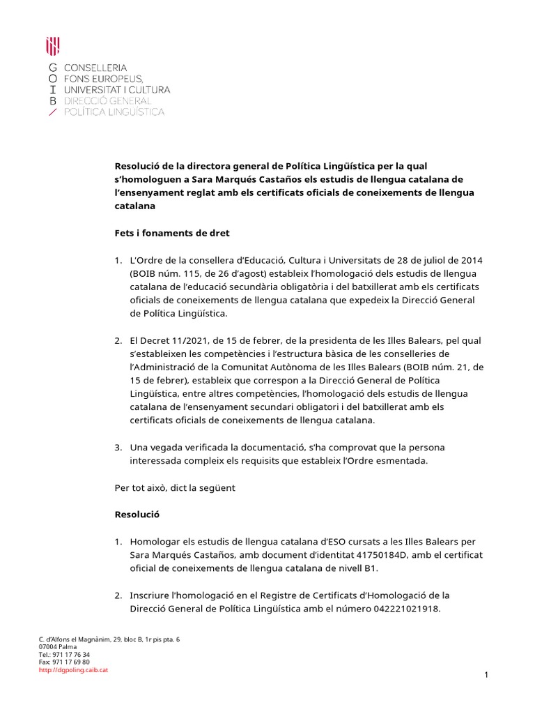 Certificat de Català - Cert (2022-1658352081215) - b1 Sara Marqués ...