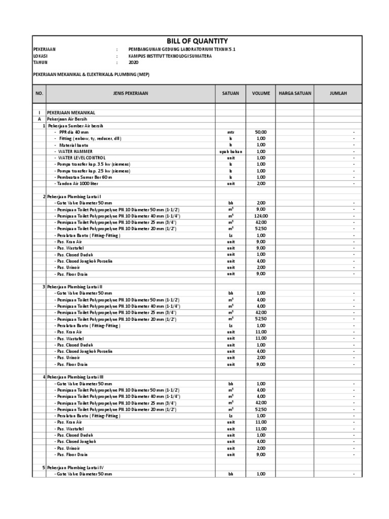 BoQ 04. PEK. MEP | PDF