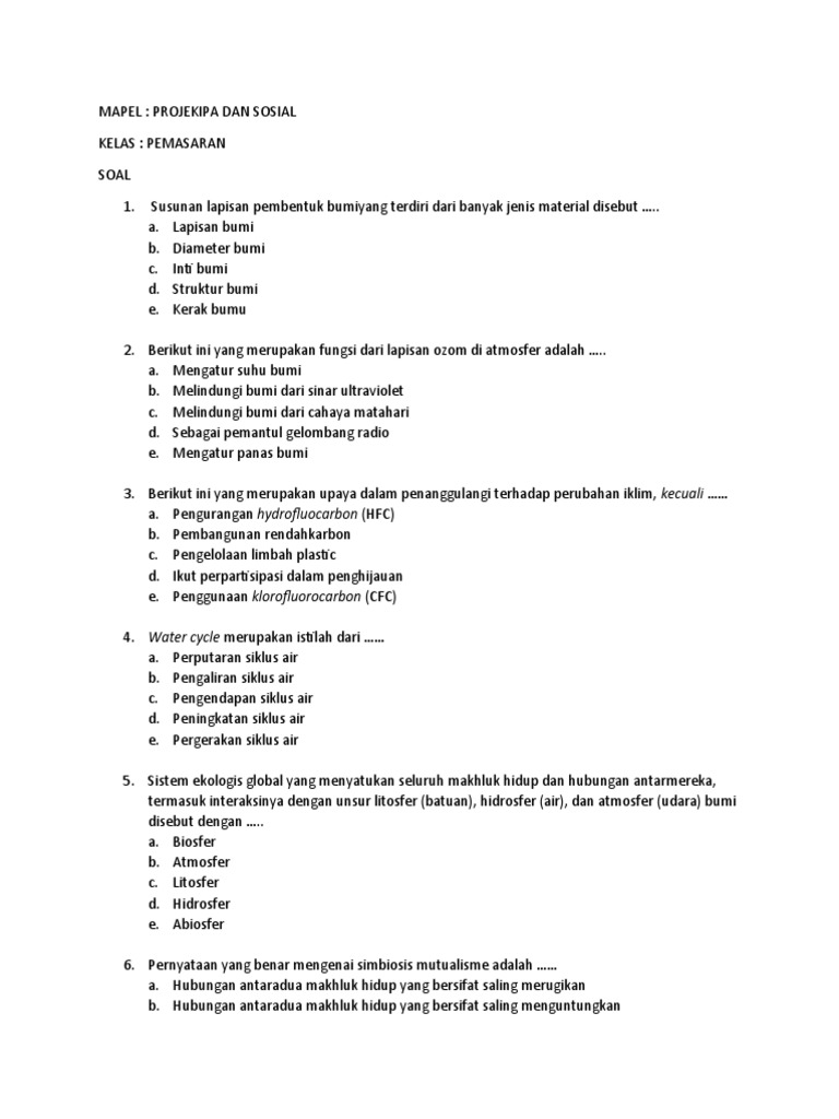 Soal Ulangan Projek Ipas Risma | PDF