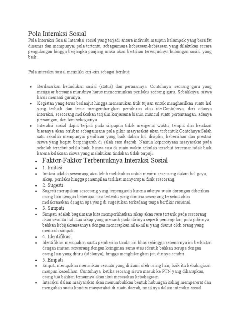 Pola Interaksi Sosial | PDF